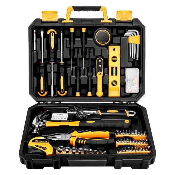 WFX Utility Tool Kit Set Box 100 Pieces Home Repair DIY Tools Basic Hand Toolbox Sets For Home ...